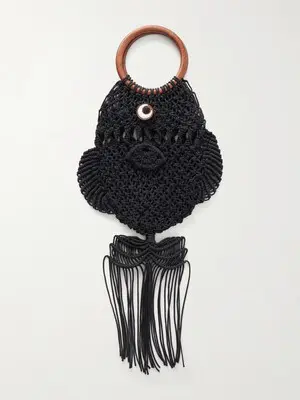 ANYA HINDMARCH Macrame Clutch With Leather Trim