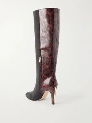 FERRAGAMO Nylu 95 Snake-effect Leather And Suede Boots