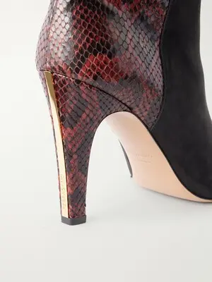 FERRAGAMO Nylu 95 Snake-effect Leather And Suede Boots