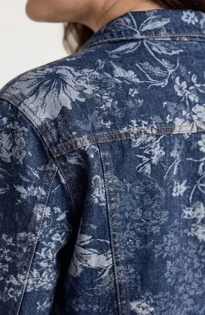 LIVERPOOL Floral Jacquard Denim Trucker Jacket