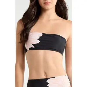 Sanctuary Floral Bandeau Bikini Top - Black