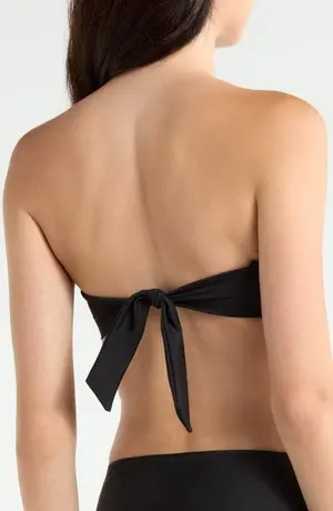 Sanctuary Floral Bandeau Bikini Top - Black