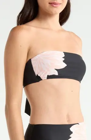 Sanctuary Floral Bandeau Bikini Top - Black