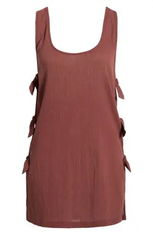 Sanctuary Side Tie A-line Cover-up Dress - Mocha