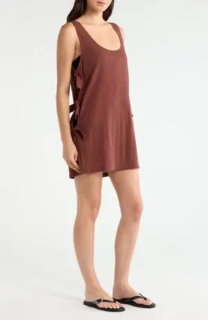 Sanctuary Side Tie A-line Cover-up Dress - Mocha