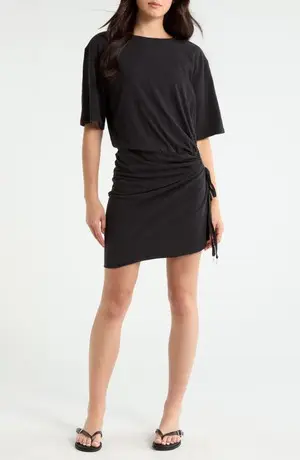 Sanctuary Shirred Side Cover-up Shirt Dress - Black