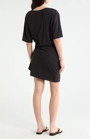 Sanctuary Shirred Side Cover-up Shirt Dress - Black