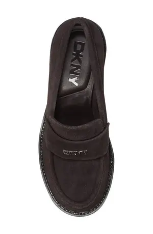 Dkny Platform Loafers With Crystal Embellishments - Brown