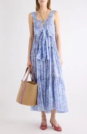 Chloé Floral Tiered Cotton Voile Maxi Dress