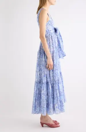 Chloé Floral Tiered Cotton Voile Maxi Dress