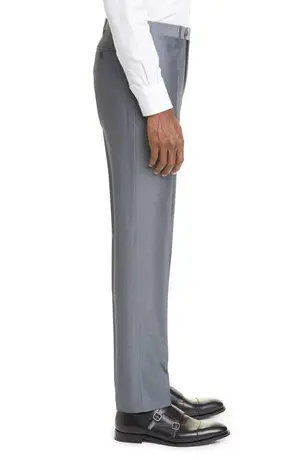 Canali Classic Fit Flat Front Wool & Mohair Dress Pants