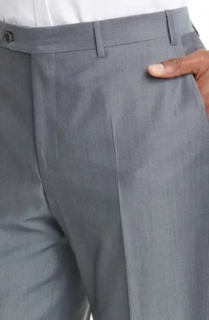 Canali Classic Fit Flat Front Wool & Mohair Dress Pants