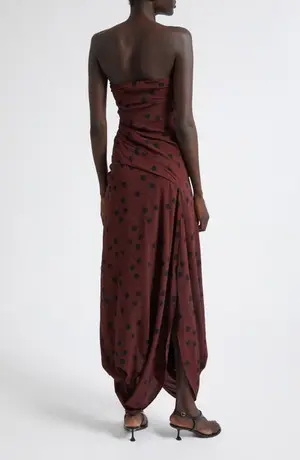 Proenza Schouler Nayara" Polka Dot Strapless Asymmetric Midi Dress