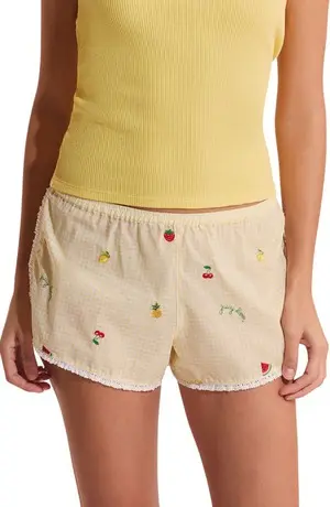 ETAM Brisa Cotton Pajama Shorts - Sharp Yellow