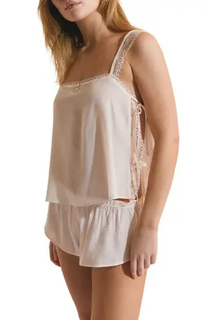 ETAM Poudree Swiss Dot Lace Trim Camisole - Ecru