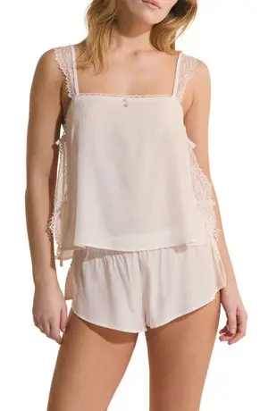 ETAM Poudree Swiss Dot Lace Trim Camisole - Ecru