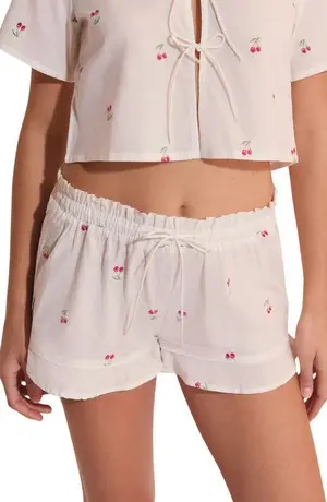 ETAM Riviere Cotton Pajama Shorts - Ecru