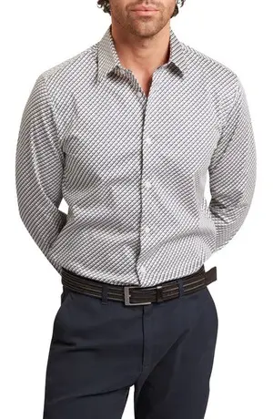 Ted Baker London Grelish Slim Fit Geo Print Stretch Cotton Button-up Shirt - Grey