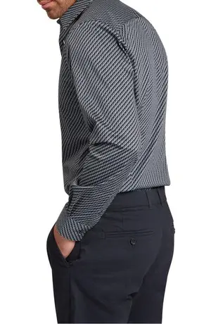 Ted Baker London Grelish Slim Fit Geo Print Stretch Cotton Button-up Shirt - Teal-blue