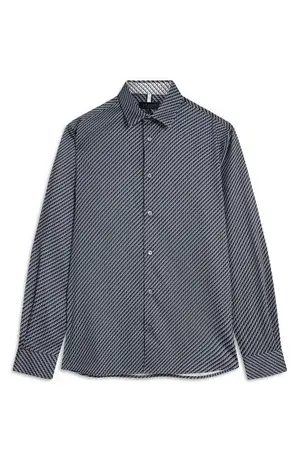 Ted Baker London Grelish Slim Fit Geo Print Stretch Cotton Button-up Shirt - Teal-blue