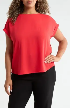 Jones New York Side Button Detail Top - Rouge