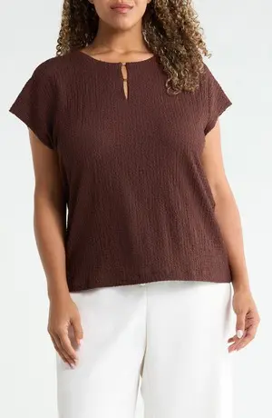 Jones New York Extended Shoulder Knit Top - Fudge