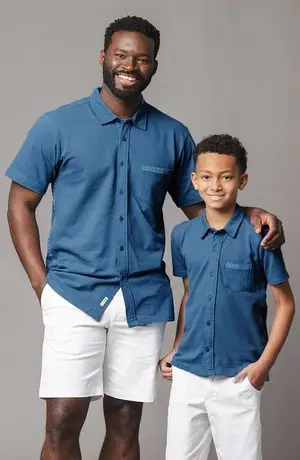 HOPE & HENRY Organic Pique Short Sleeve Shirt
