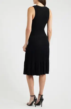 Kobi Halperin Tessa Sleeveless Ribbed V-neck Button-up Midi Sweater Dress