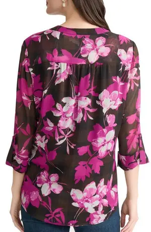 Jones New York Floral Print V-neck Tunic