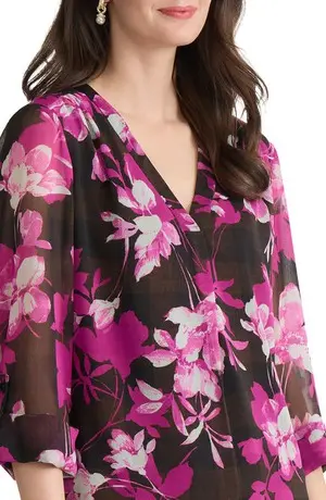 Jones New York Floral Print V-neck Tunic