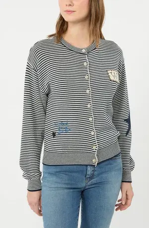 Max Mara Teiera Stripe Cotton Blend Cardigan