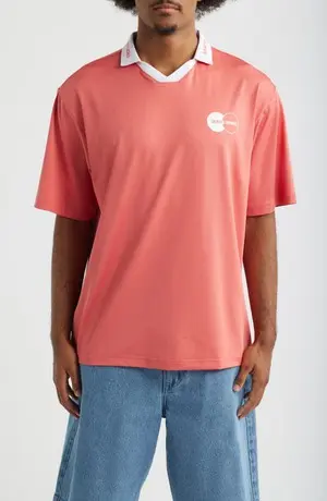 SANTO STUDIO Santo Flipped Johnny Collar Short Sleeve Club Jersey - Red