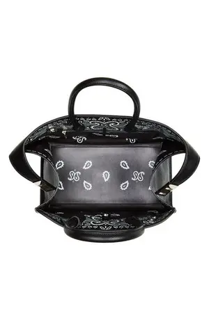 FERRAGAMO Small Hug Scarf Print Leather Top Handle Bag - Black