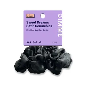 GIMME BEAUTY Large Satin Hair Scrunchies - Black
