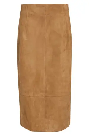 Akris Suede Pencil Skirt With Front Slit