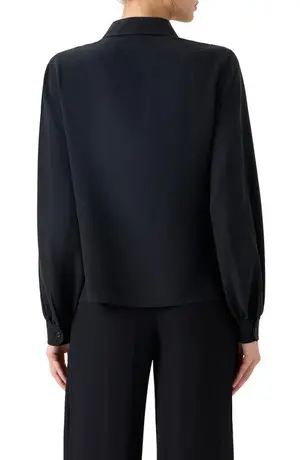 Akris Sequin Yoke Silk Crepe Shirt