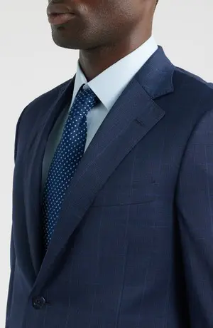 HERITAGE GOLD Dark Windowpane Check Wool Suit