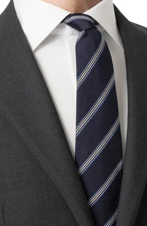 Eton Striped Silk Neck Ties - Navy