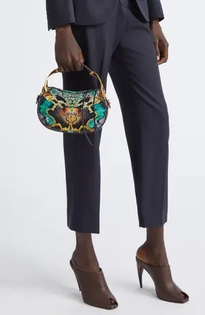 Alexander McQueen Mini Snakeskin Embossed Leather Top Handle Bag