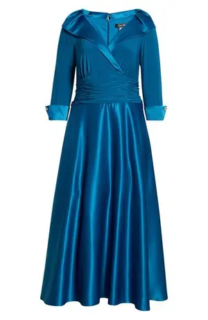 JESSICA HOWARD Rhinestone Button Mixed Media Gown