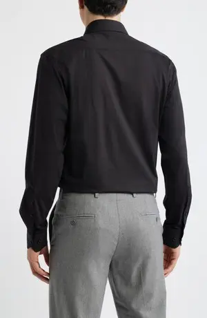 DANIEL HECHTER Modern Fit Solid Knit Cotton Dress Shirt