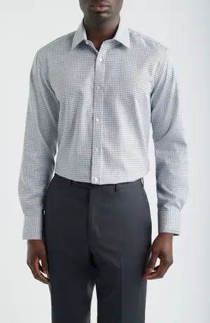 DANIEL HECHTER Modern Fit Check Textured Cotton Dress Shirt