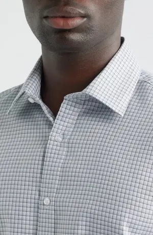 DANIEL HECHTER Modern Fit Check Textured Cotton Dress Shirt