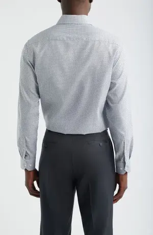 DANIEL HECHTER Modern Fit Check Textured Cotton Dress Shirt