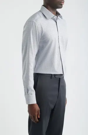 DANIEL HECHTER Modern Fit Check Textured Cotton Dress Shirt