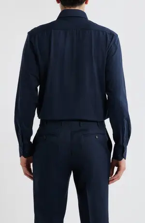 DANIEL HECHTER Modern Fit Solid Knit Cotton Dress Shirt
