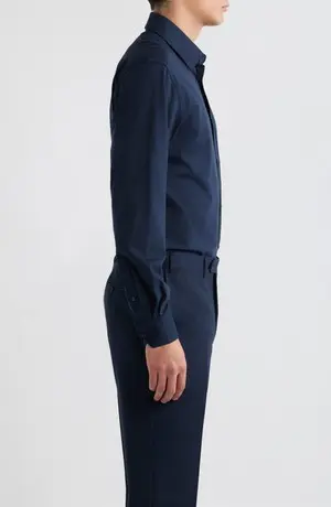 DANIEL HECHTER Modern Fit Solid Knit Cotton Dress Shirt