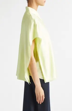 Bottega Veneta Silk Twill Layered Short Sleeve Shirt - 3400 Lichen