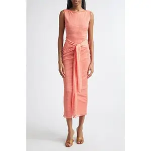 TOCCIN Wylie Tie Front Midi Dress - Gingham