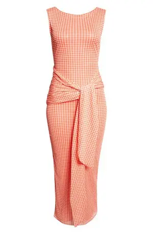 TOCCIN Wylie Tie Front Midi Dress - Gingham